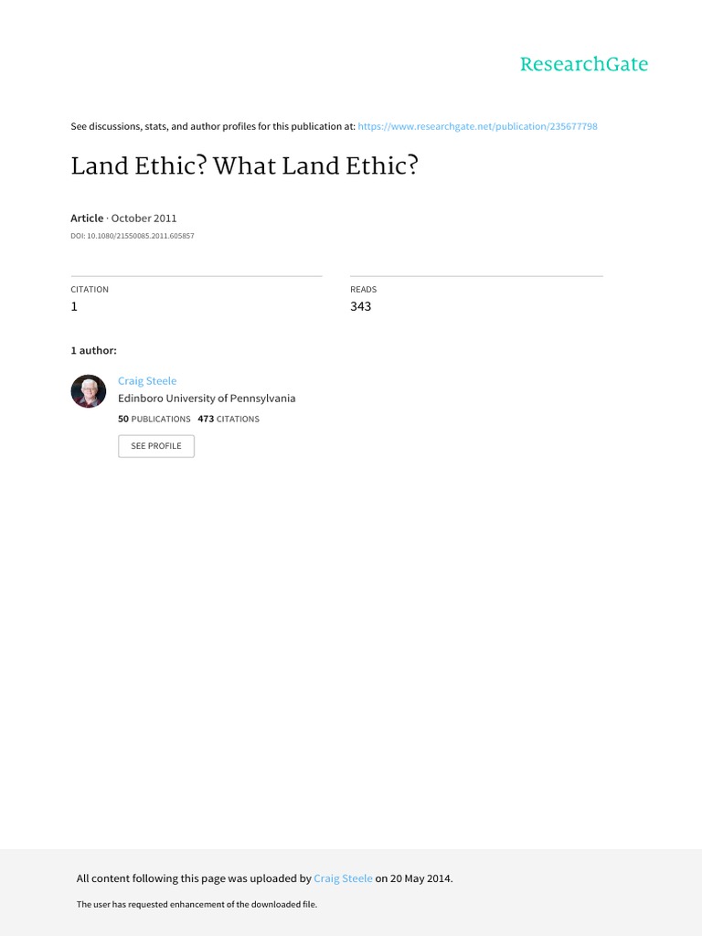 Examining the Relevance of Aldo Leopold's Land Ethic in the Context of ...