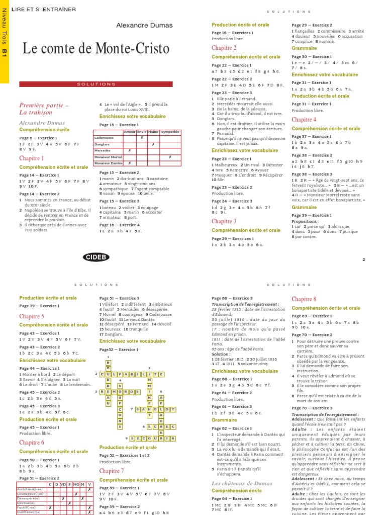 Le Comte de Monte Cristo SOLUTIONS PDF | PDF | Le Comte de Monte-Cristo