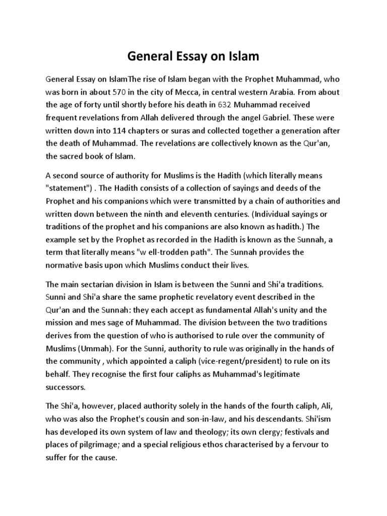 General Essay On Islam | Download Free PDF | Hadith | Sunni Islam