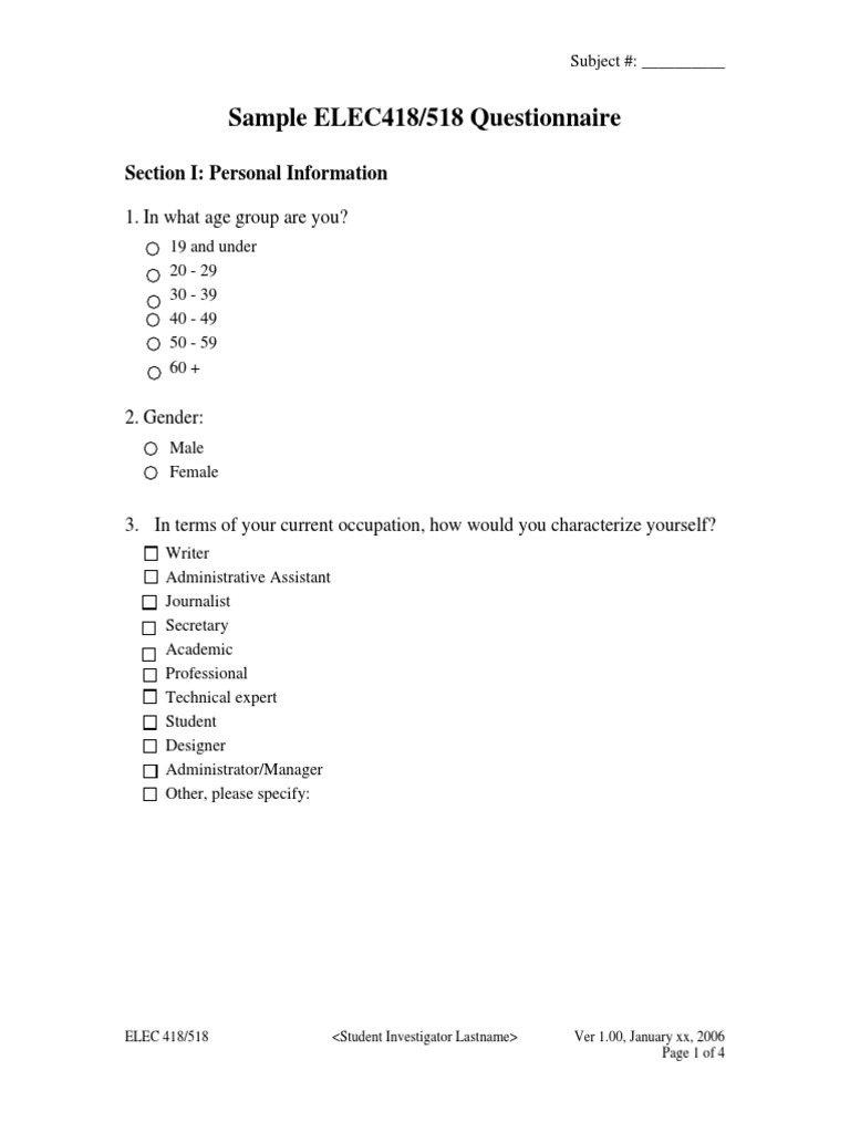 Sample Personal Information Questionnaire | PDF | Microsoft Word ...