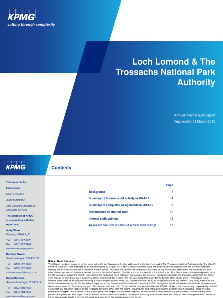 KPMG Final Internal Audit Report 2014 15 | PDF | Internal Control ...