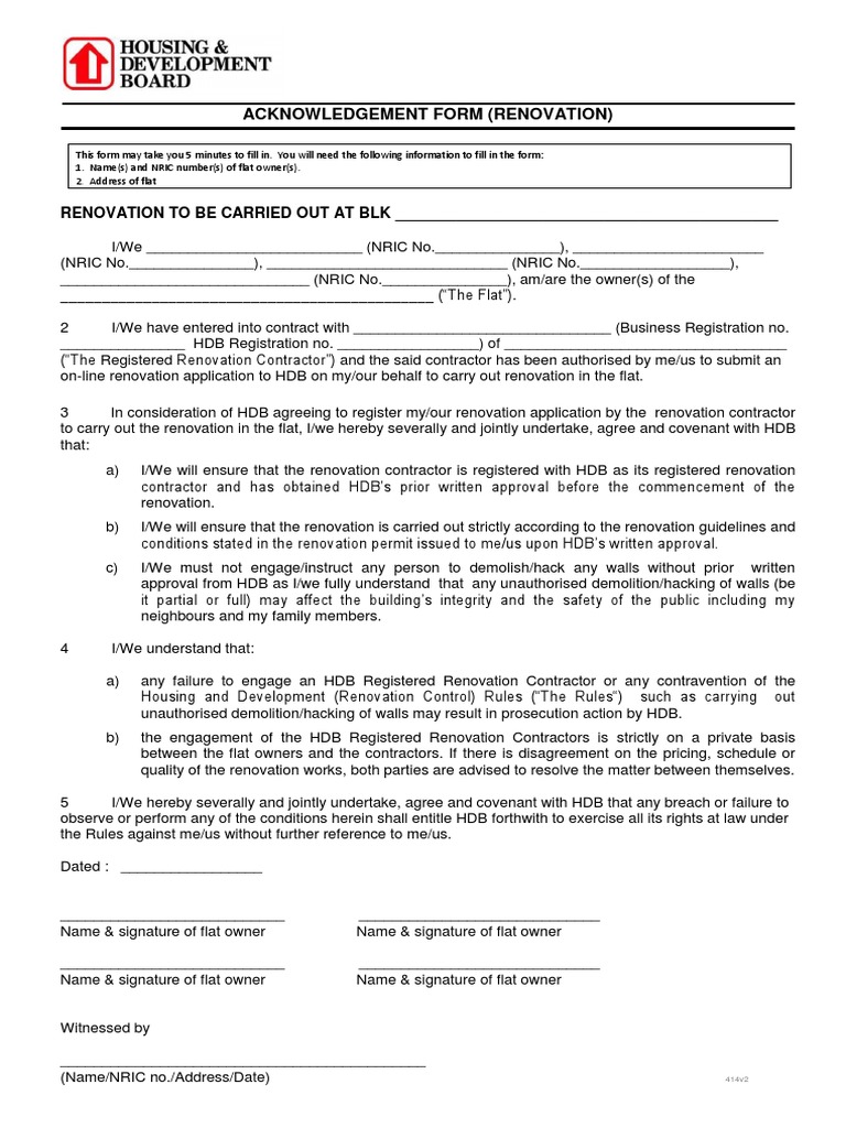 Renovation Acknowledgement Form | PDF | Common Law | Virtue