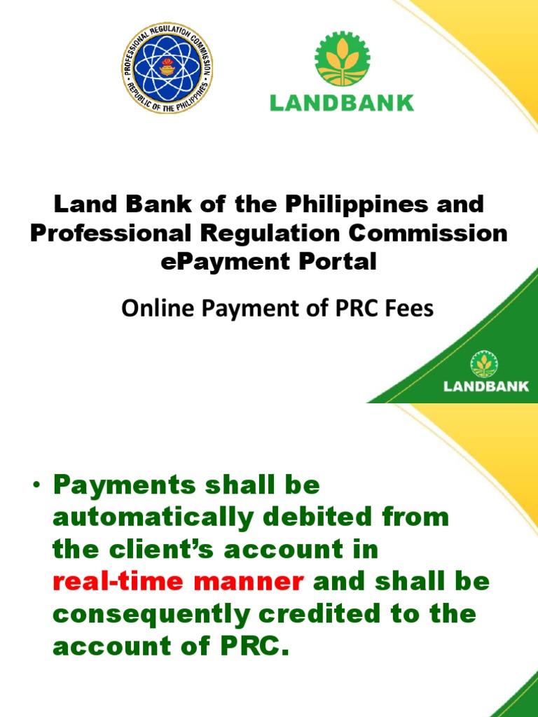 PRC Online Payment via LANDBANK Portal | PDF | Business | Finance ...