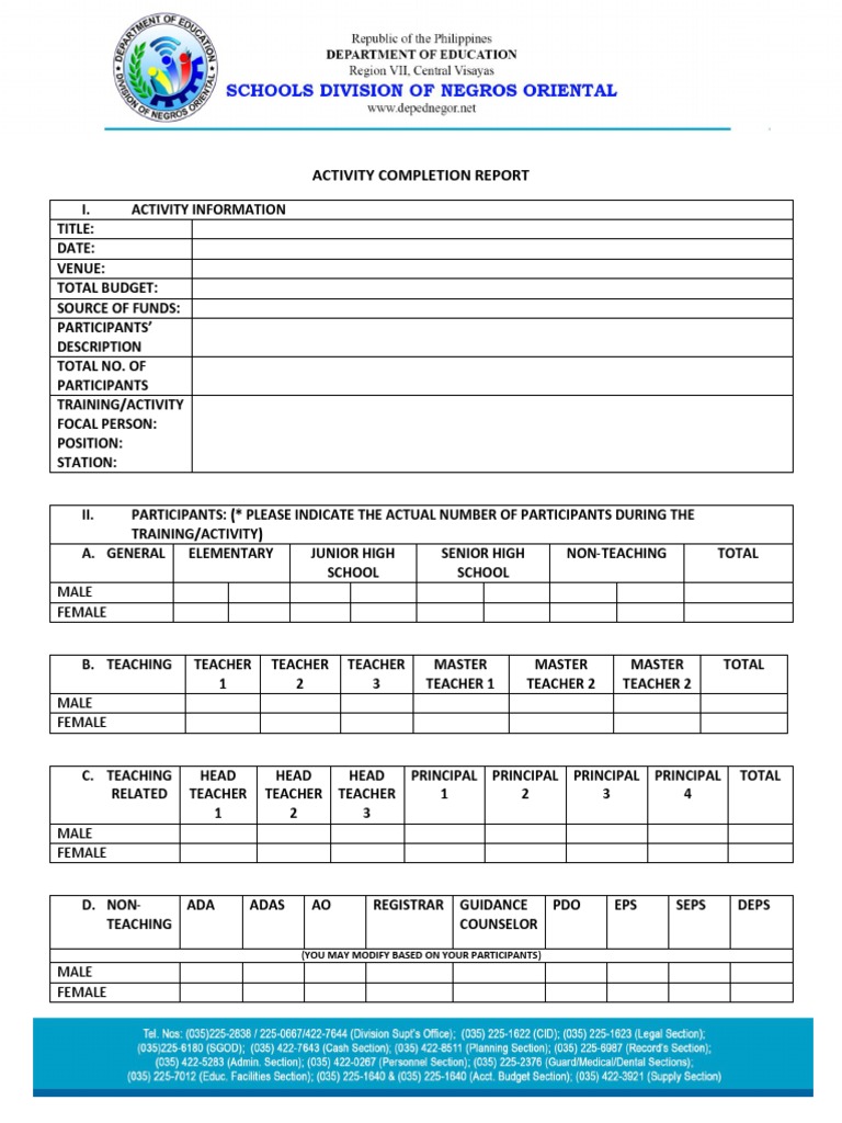 Activity Completion Report | PDF | Behavior Modification | Learning
