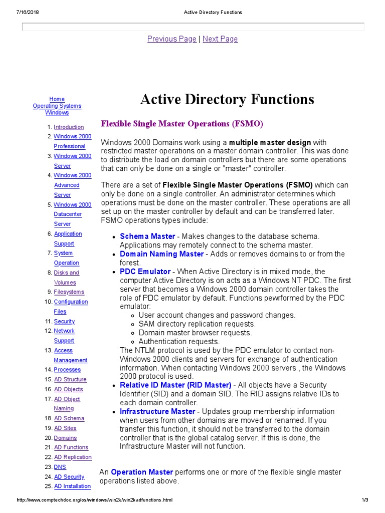 Active Directory Functions | PDF | Active Directory | Windows 2000