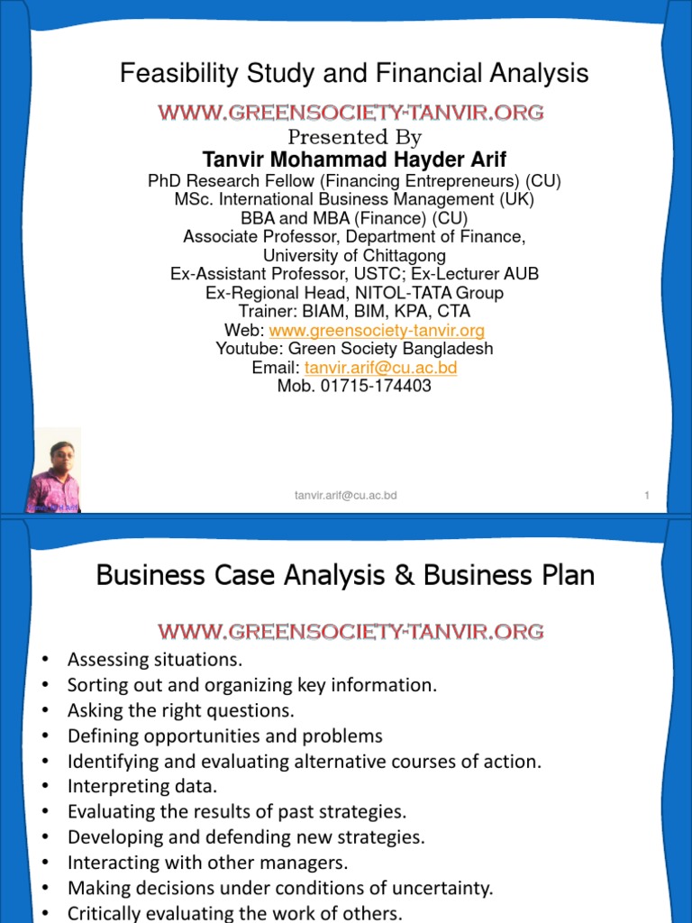 Feasibility Study & Financial Analysis | PDF | Net Present Value ...