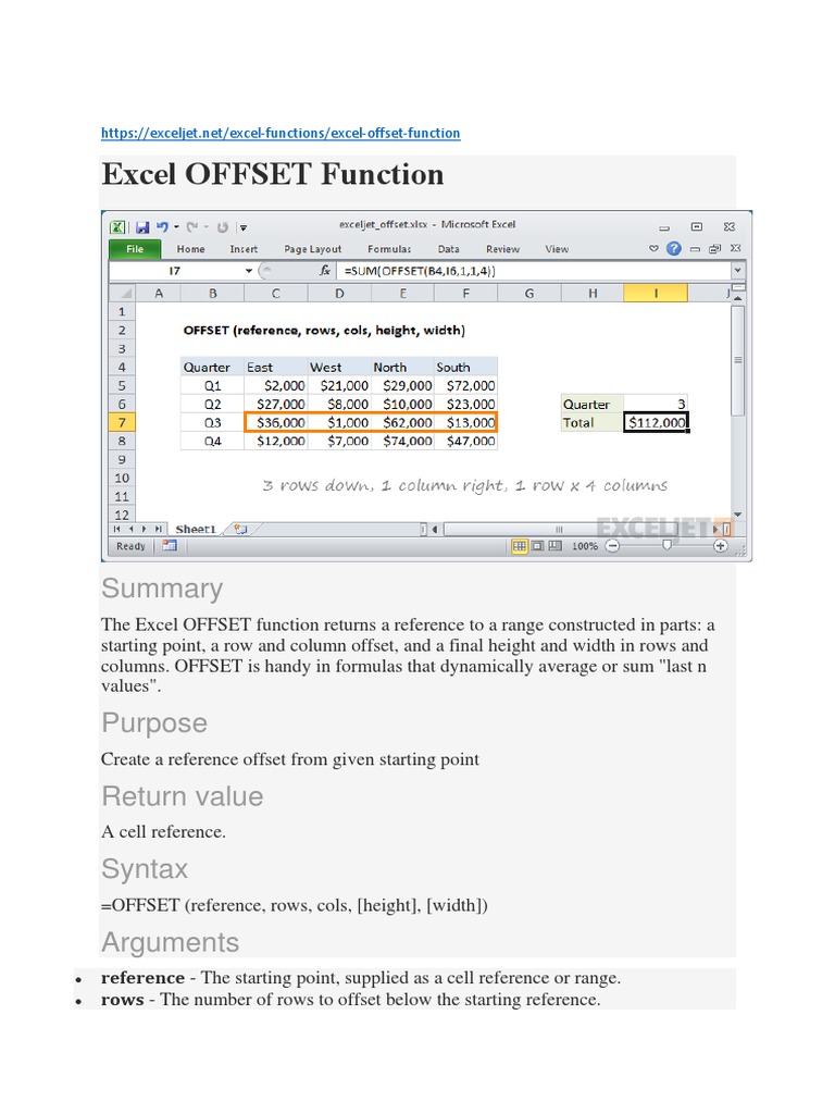 Excel Offset Function With Examples | PDF | Microsoft Excel | Teaching ...