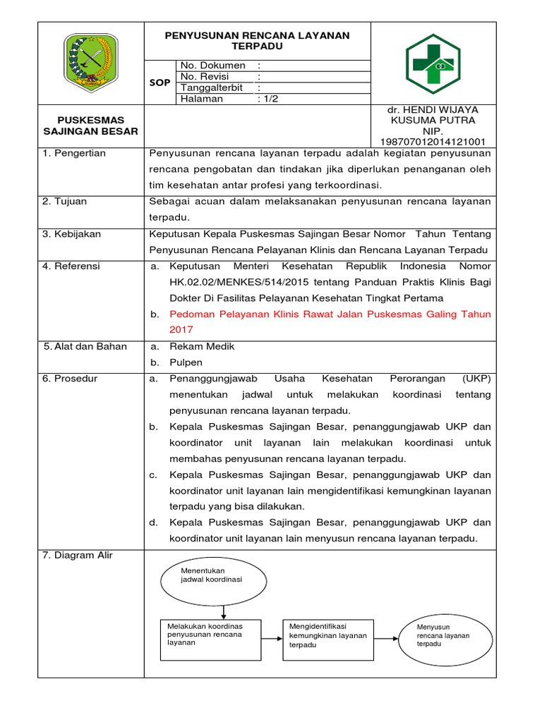 Sop Penyusunan Rencana Layanan Terpadu | PDF