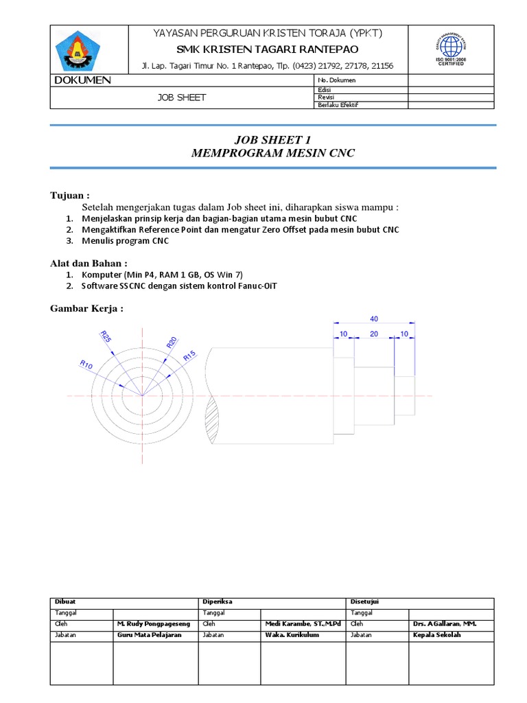 Job Sheet Bubut CNC | PDF