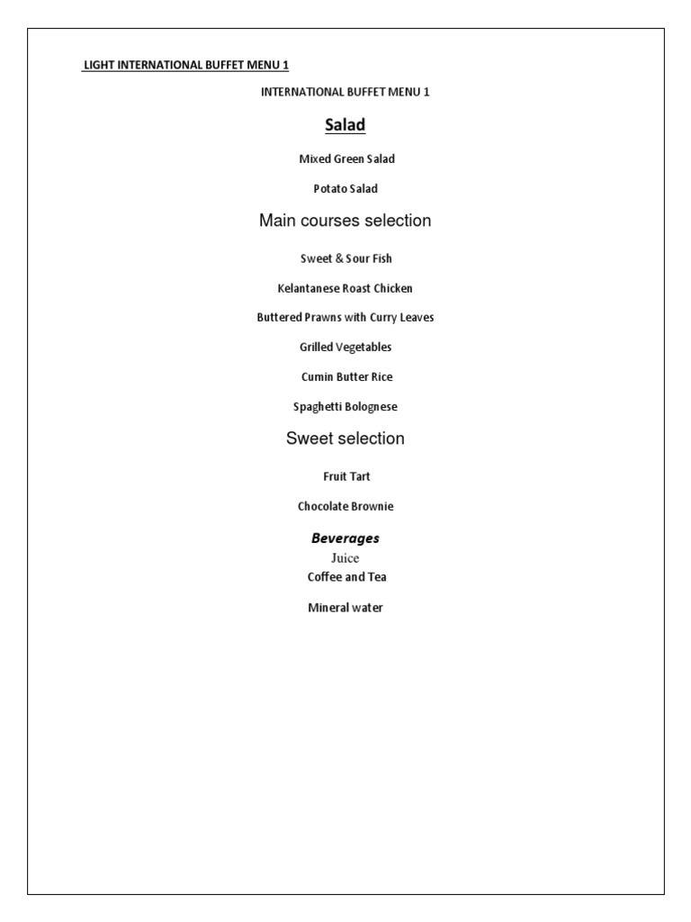 Light International Buffet Menu | PDF