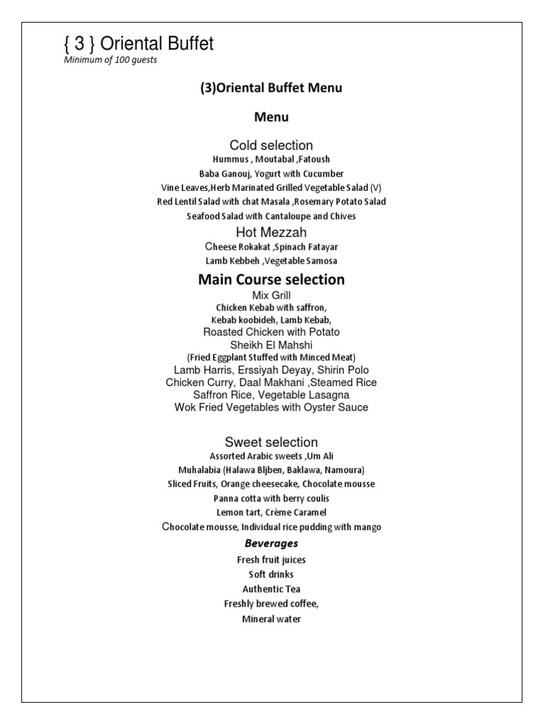 Oriental Buffet Menu 3 | PDF