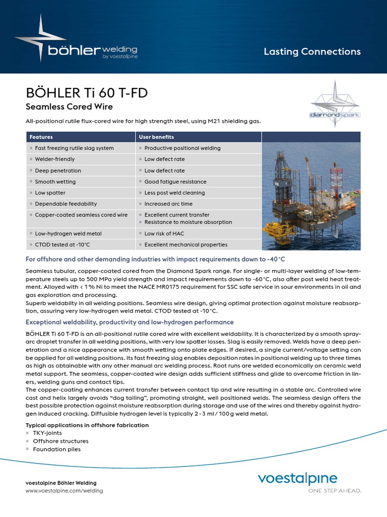 Böhler Ti 60 T-FD: Seamless Cored Wire | PDF | Welding | Construction