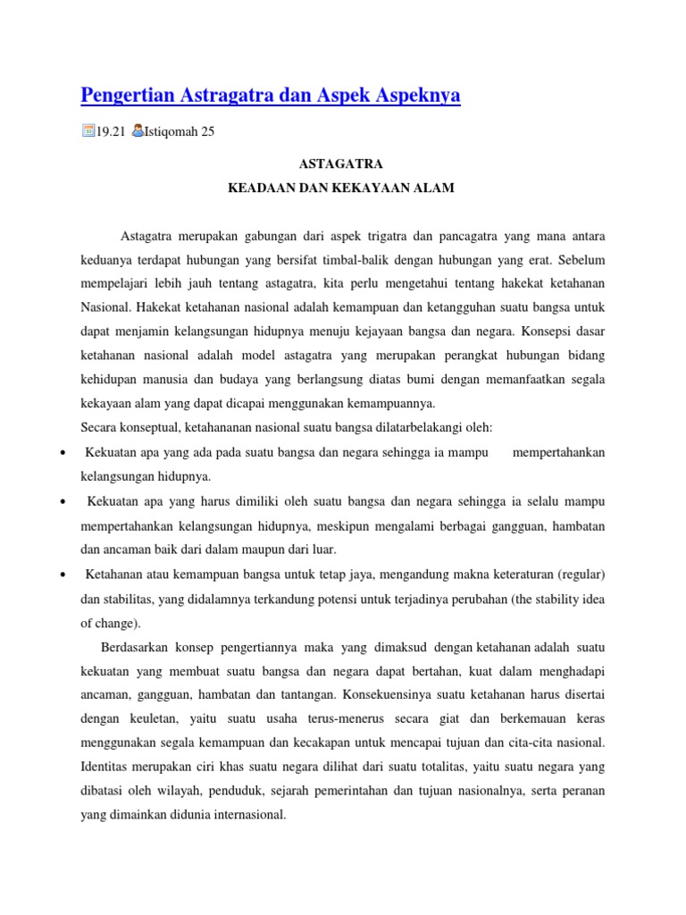 Astagatra: Konsep Ketahanan Nasional | PDF