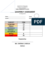 Kindergarten 3rd Quarter - Assessment Exam 2022 2023 | PDF