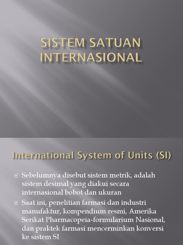 Sistem Satuan Internasional | PDF
