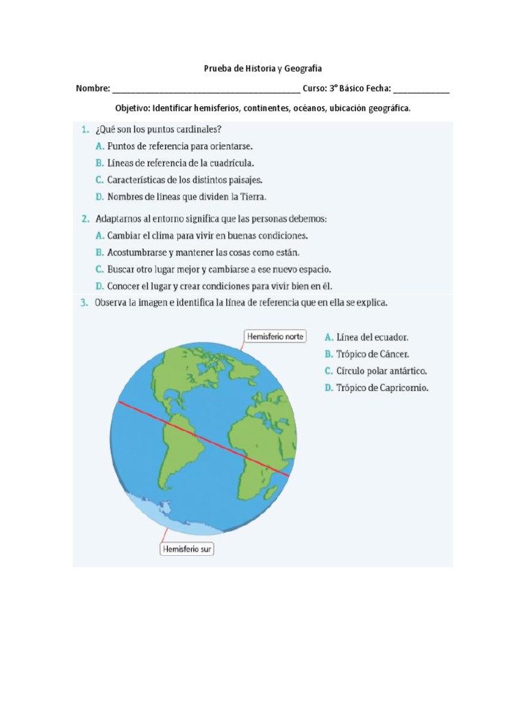 Prueba Historia 1 Unidad 3 Basico | PDF