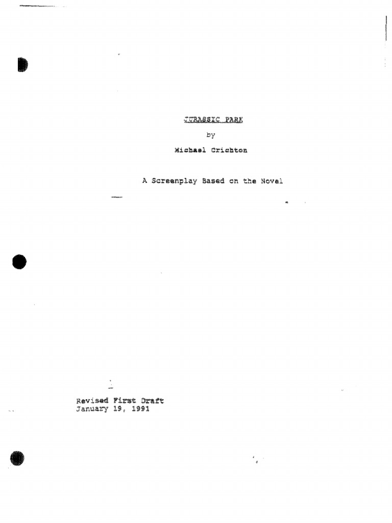 Jurassic Park - Screenplay by Michael Crichton (Revised First Draft) | PDF