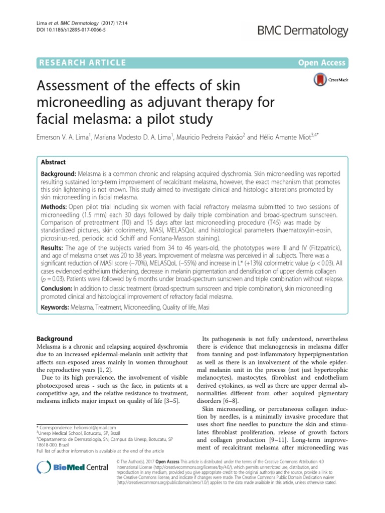 Assessment of The Effects of Skin Microneedling As Adjuvant Therapy For ...