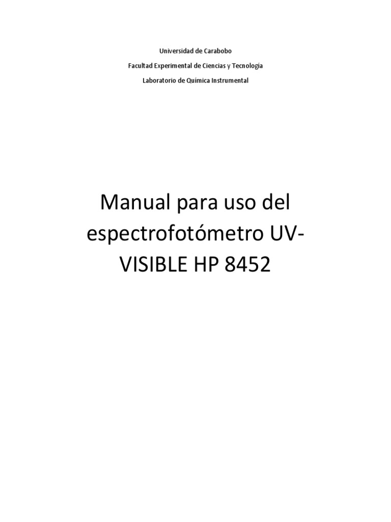 Manual para Espectrofotometro UV VISIBLE 8452 | PDF | Software ...