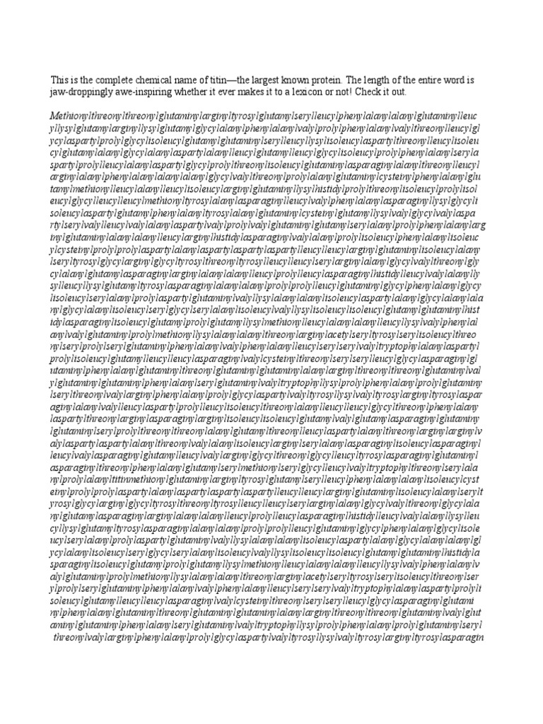Chemical Name of Titin PDF | PDF | Nutrition | Diet & Nutrition