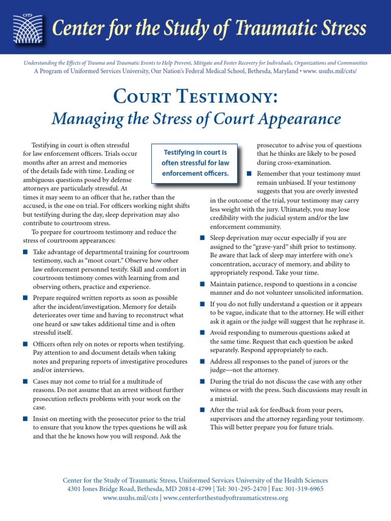 CSTS Law Enforcement Court Testimony PDF | PDF | Testimony ...