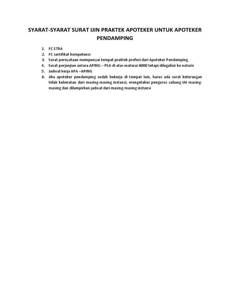 Syarat & Form SIPA Aping | PDF