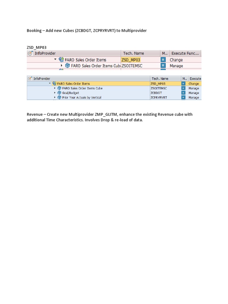 Booking - Add New Cubes (ZCBDGT, ZCPRYRVRT) To Multiprovider | PDF | Finance & Money Management ...