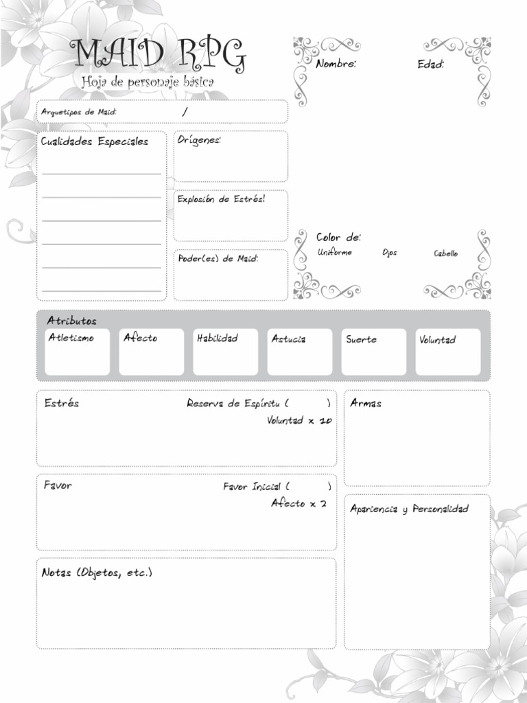 Maid RPG Hoja Basica | PDF
