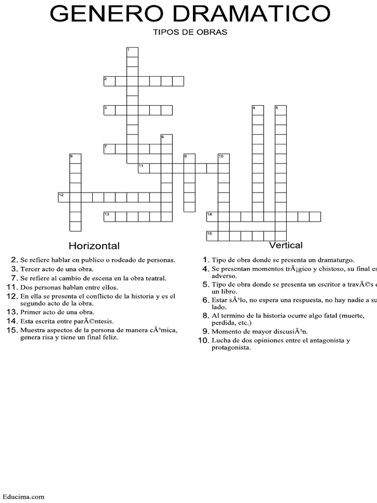 Crucigrama Genero Dramático | PDF