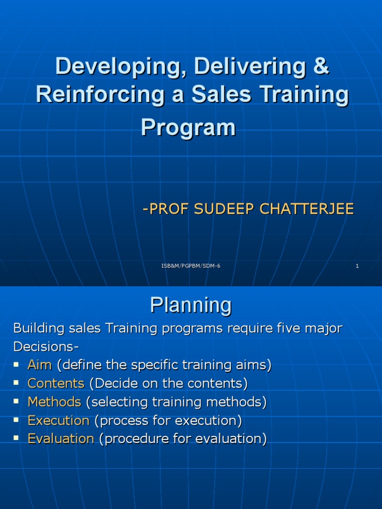 Developing, Delivering & Reinforcing A Sales Training Program | PDF ...