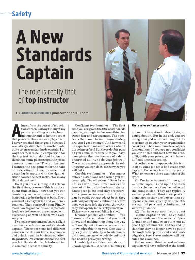 Bca A New Standards Captain 2017-11 | PDF | Expert | Aviation