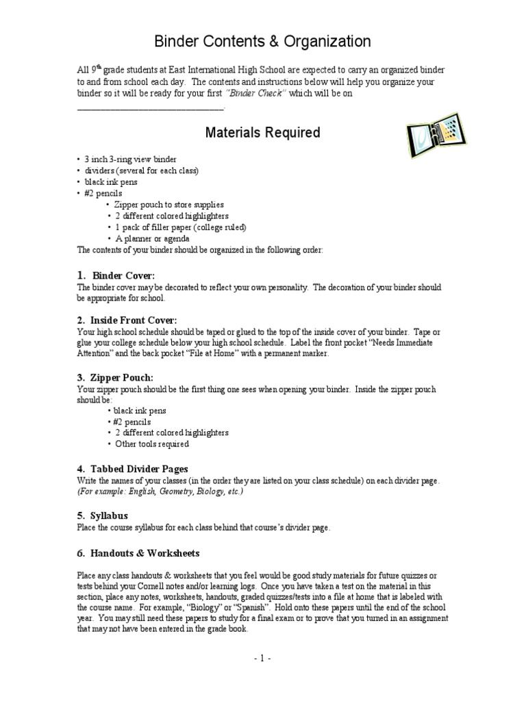 Binder Requirements | PDF