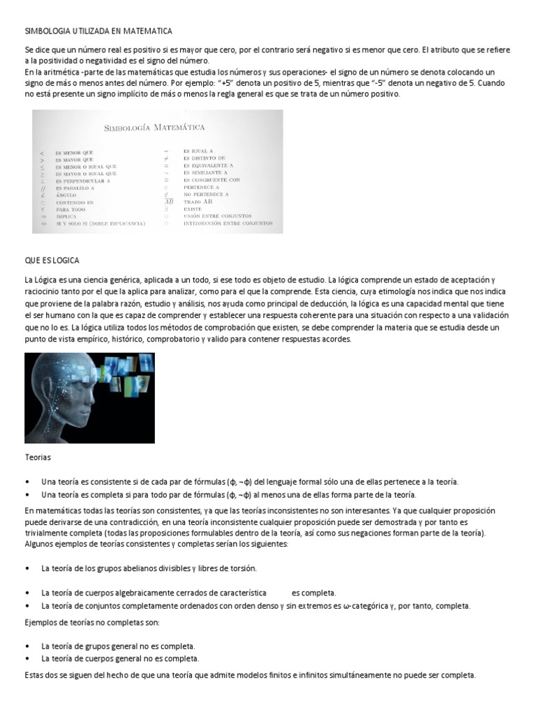 Simbología y Lógica en Matemáticas | PDF | Proposición | Teoría