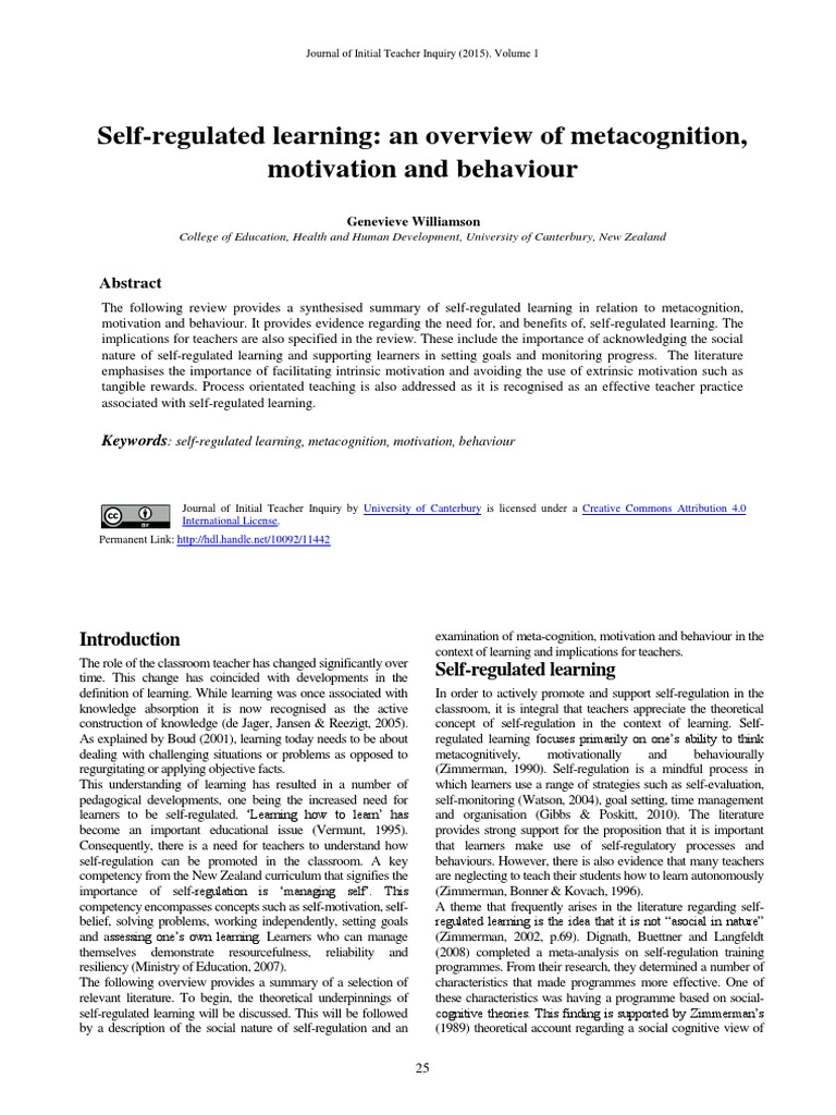 Self-Regulated Learning Overview | PDF | Metacognition | Motivation