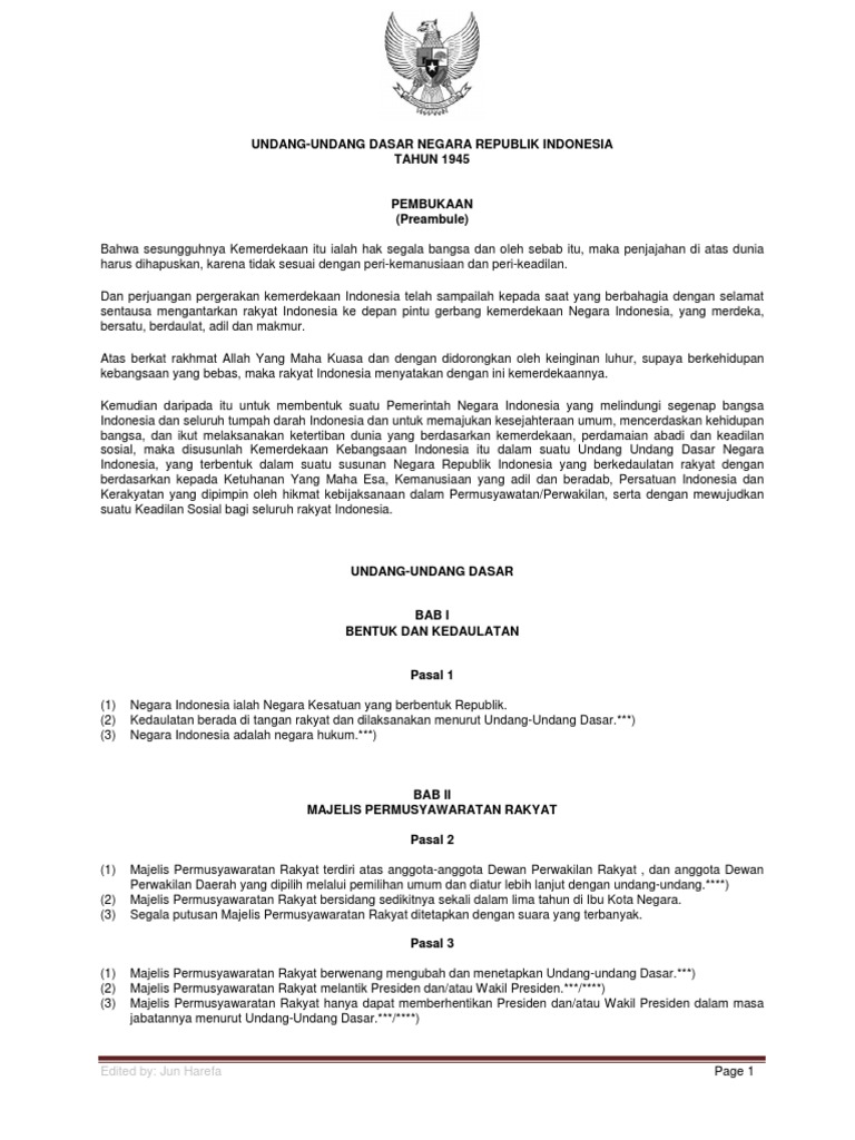 UUD 1945: Dasar Negara Indonesia | PDF | Politik | Ilmu Sosial