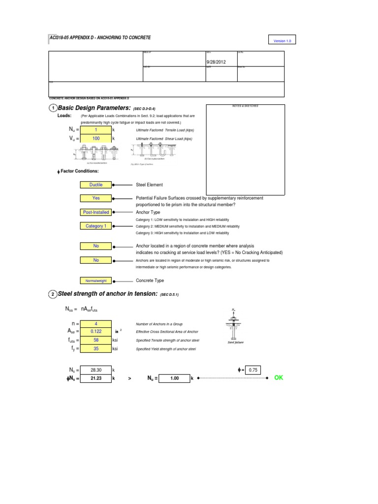 Anchor Bolt | PDF | Microsoft Excel | Spreadsheet
