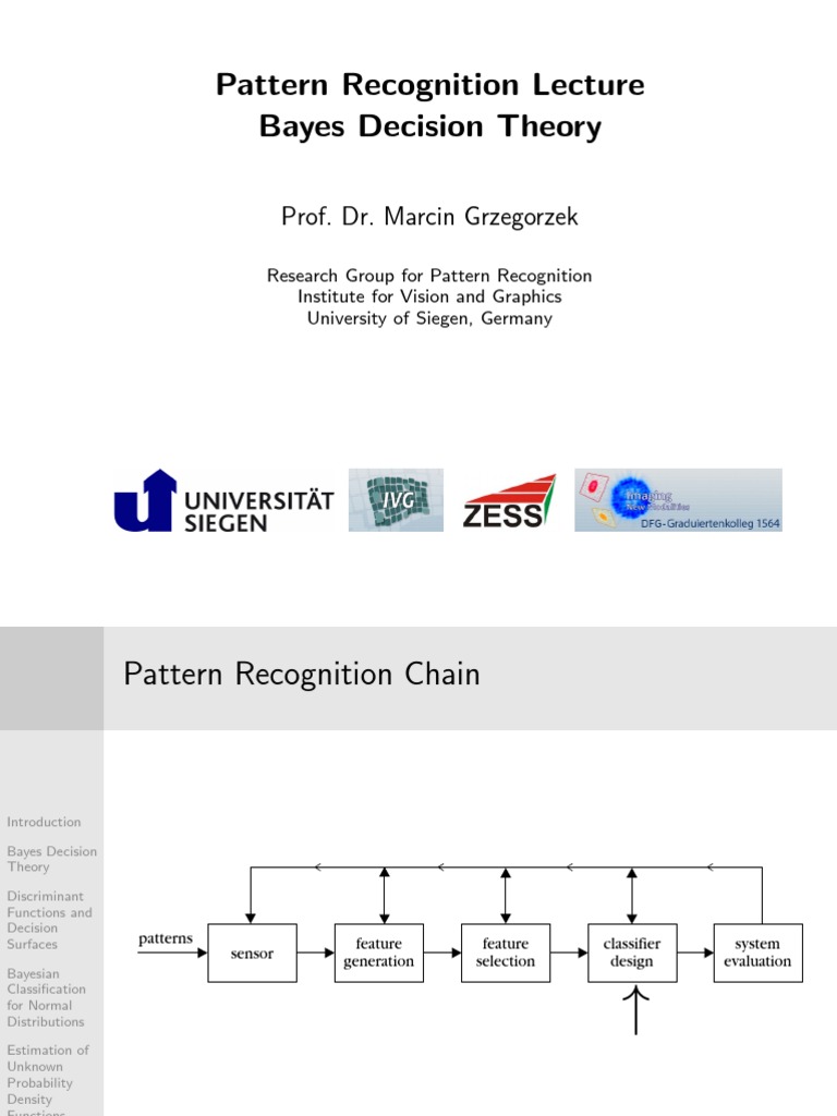 Pattern Recognition Lecture Bayes Decision Theory: Prof. Dr. Marcin Grzegorzek | PDF ...