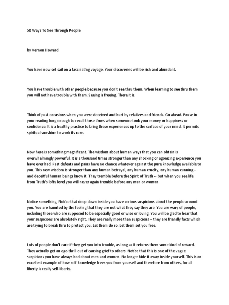 50 Ways To See Through People | PDF | Deception | Thought