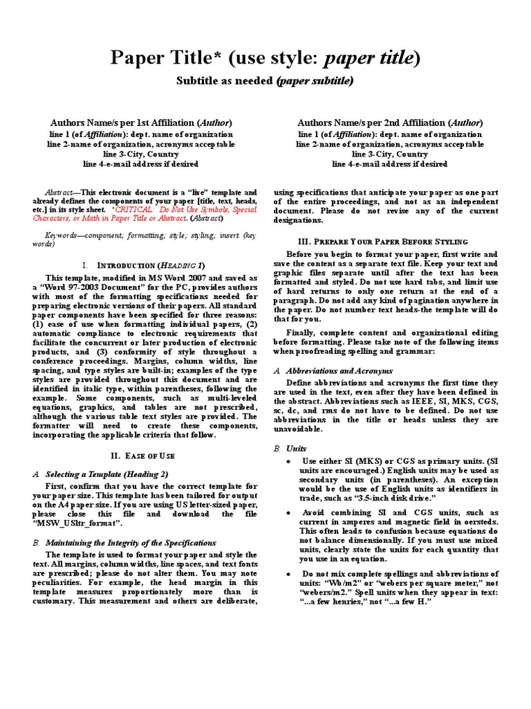 Paper Title (Use Style: Paper Title) : Subtitle As Needed (Paper ...