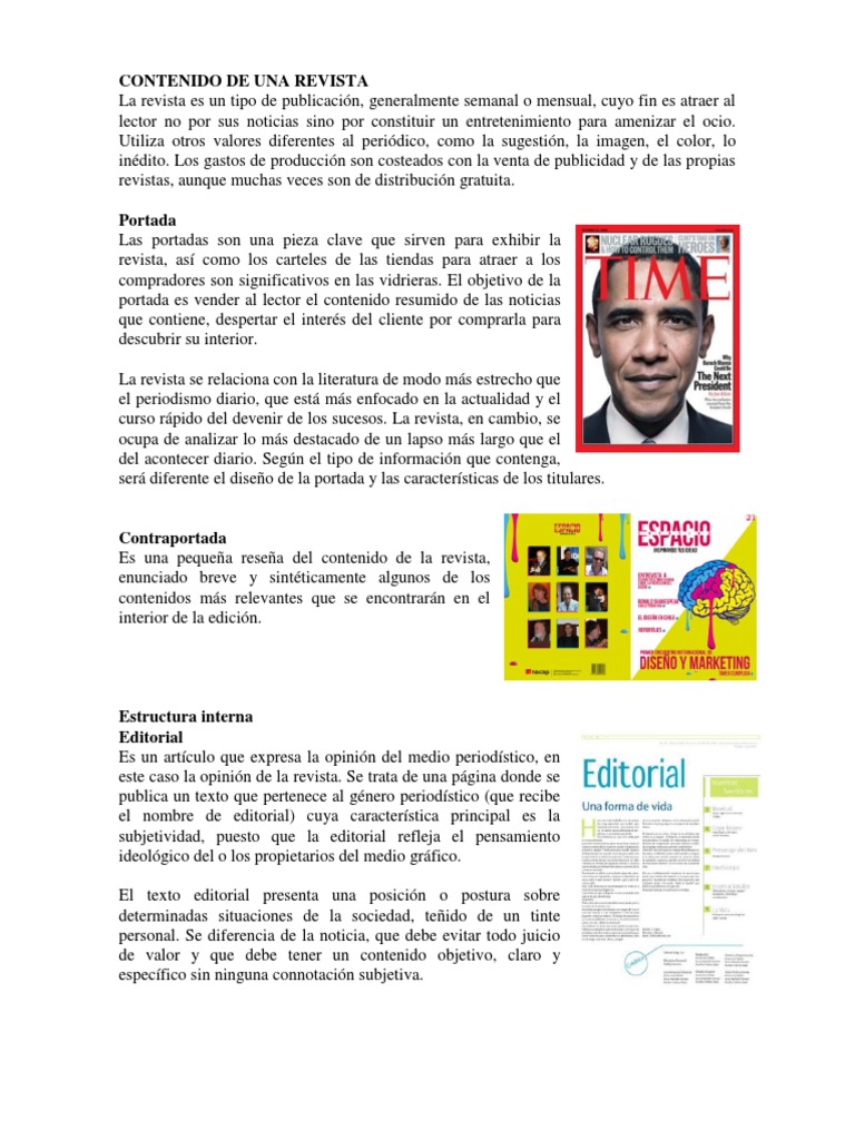 Estructura y Contenido de una Revista | PDF | Periódico Y Revista | Medios