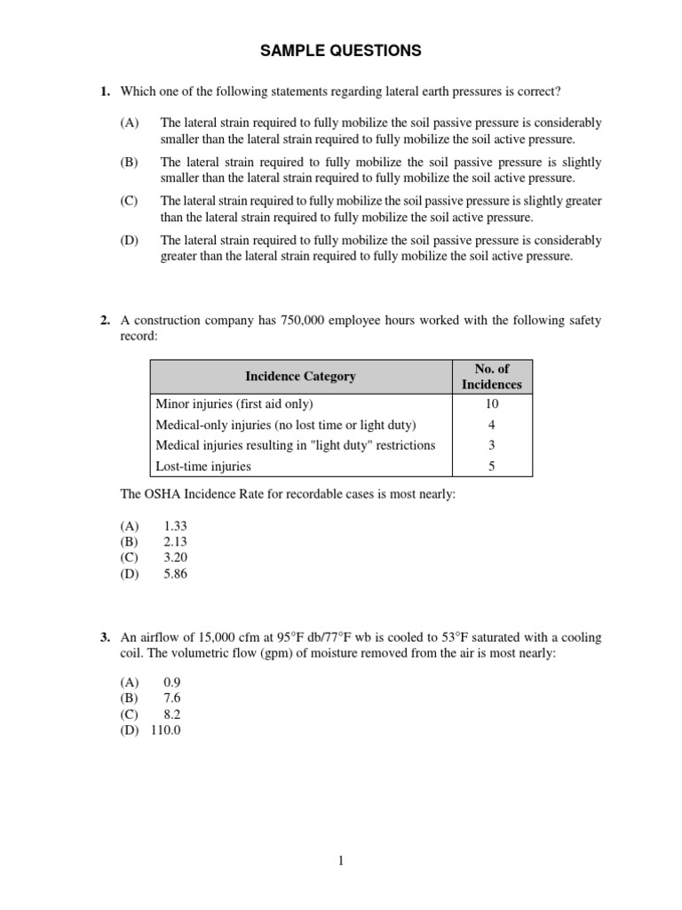 Engineering Exam Sample Questions | PDF | Rain | Soil