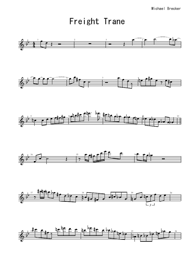 Jack Wilkins - Freight Trane Sax Solo | PDF