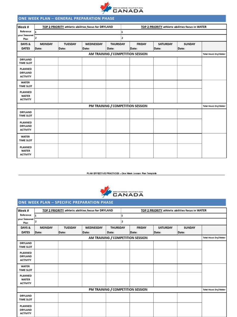 One Week Training Plan Template | PDF | Sports | Leisure