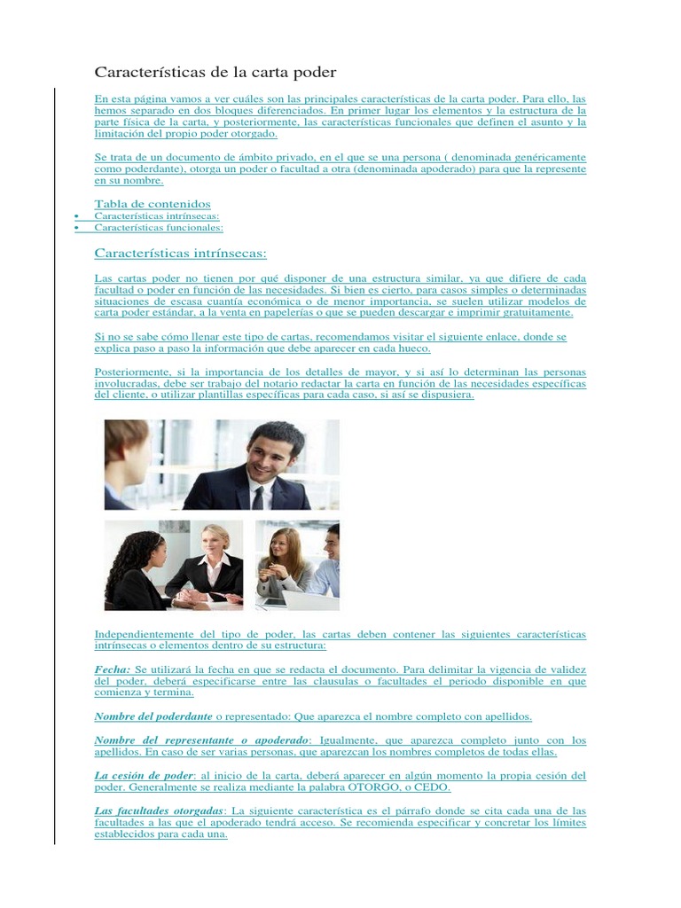 Características de la carta poder: Elementos esenciales y límites de la ...