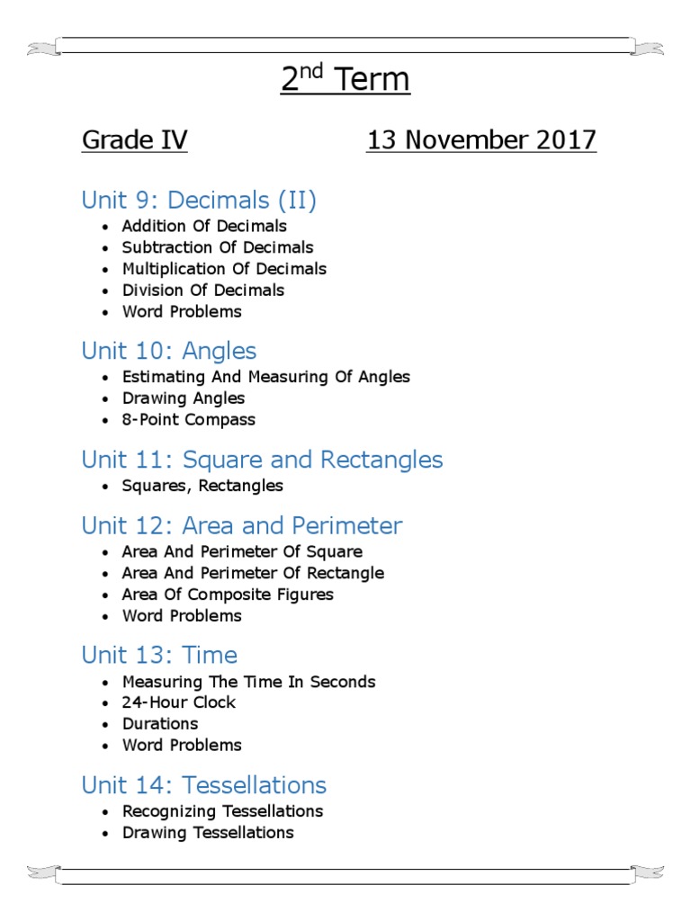 2nd Term Syllabus Tags | PDF | Triangle | Area