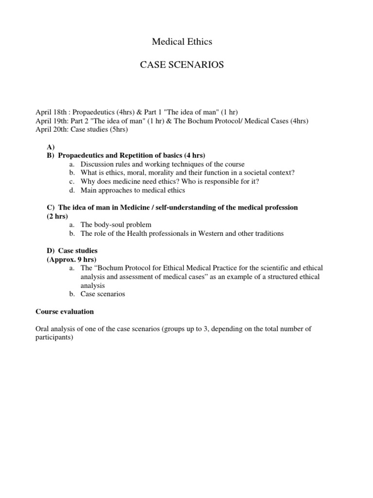 Med Ethics Cases | Health Sciences | Wellness