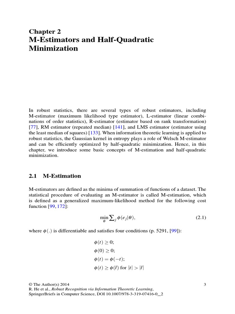 M-Estimators and Half-Quadratic Minimization | PDF | Mathematical ...
