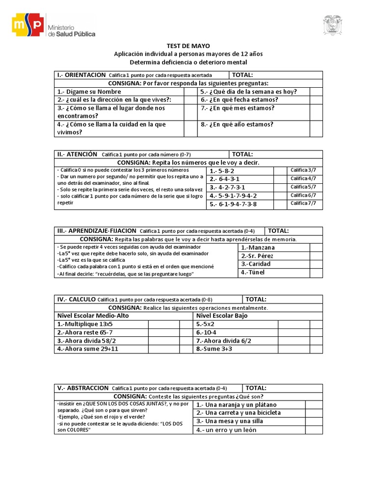 Test de Mayo | PDF