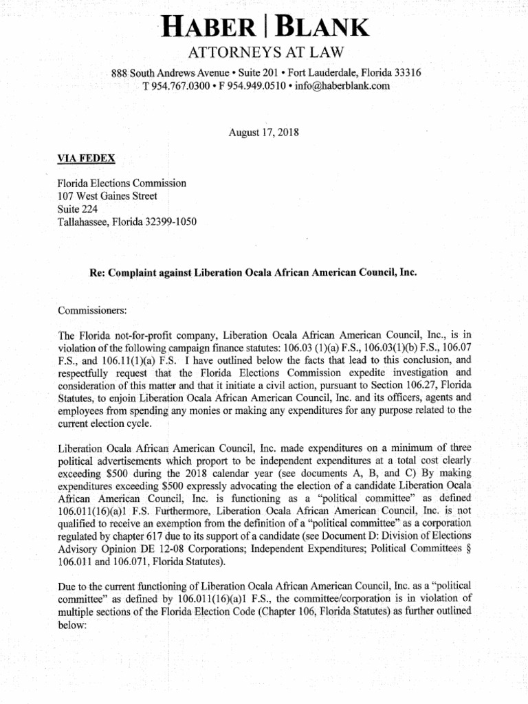2018.08.17 FEC Complaint Packet | PDF