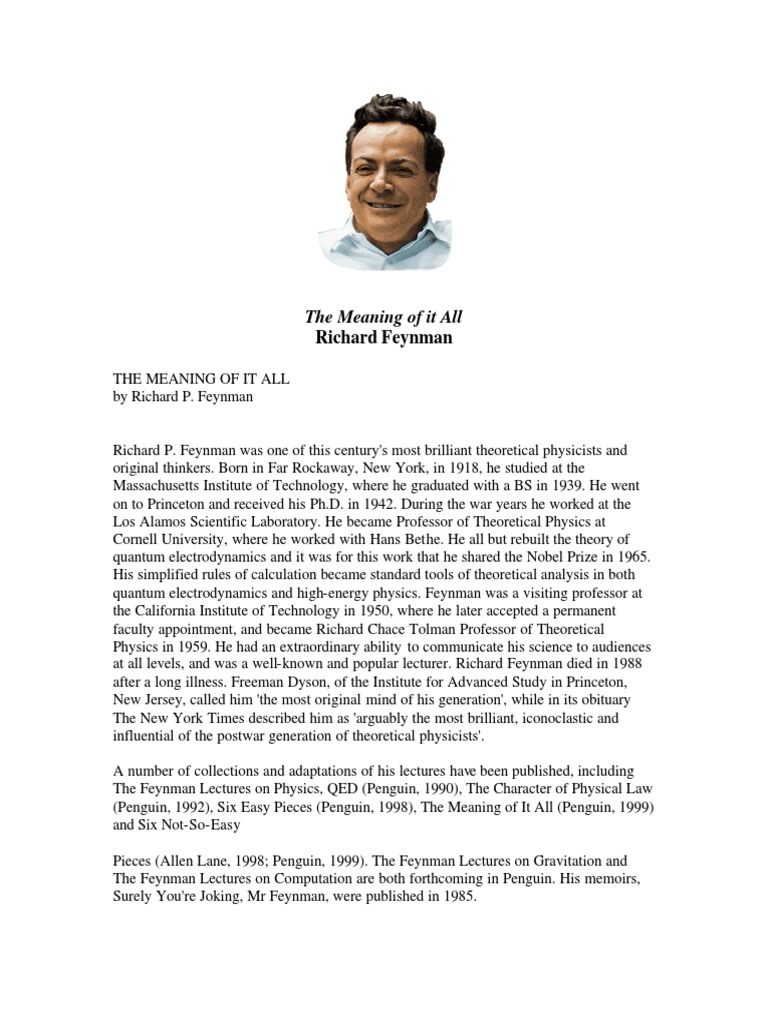 The Meaning of It All - Feynman PDF | PDF | Richard Feynman ...